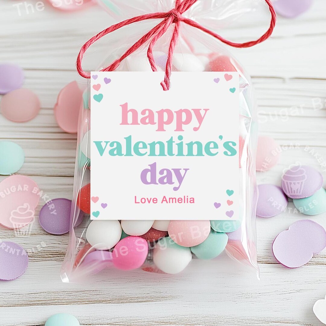 Happy Valentine's Day Tags, Printable Valentine's Day Cookie TAGS ...