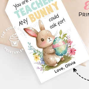 Printable Easter Teacher Gift Tag, Teacher Appreciation Bunny Printable ...