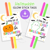 EDITABLE GLOW STICK Ghost Tag, Halloween Card, Kids Halloween ...