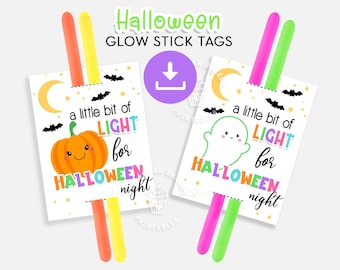 Printable Halloween Neon Little Light to Glow Your Night Cards - Etsy