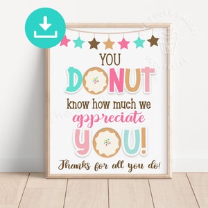 Donut Teacher Appreciation Sign, DONUT and Coffee Staff Sign, Teacher ...
