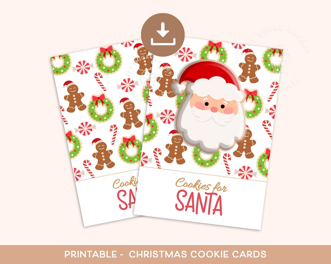 Cookies for SANTA Printable, Santa Cookie Card, Christmas Cookie Card ...