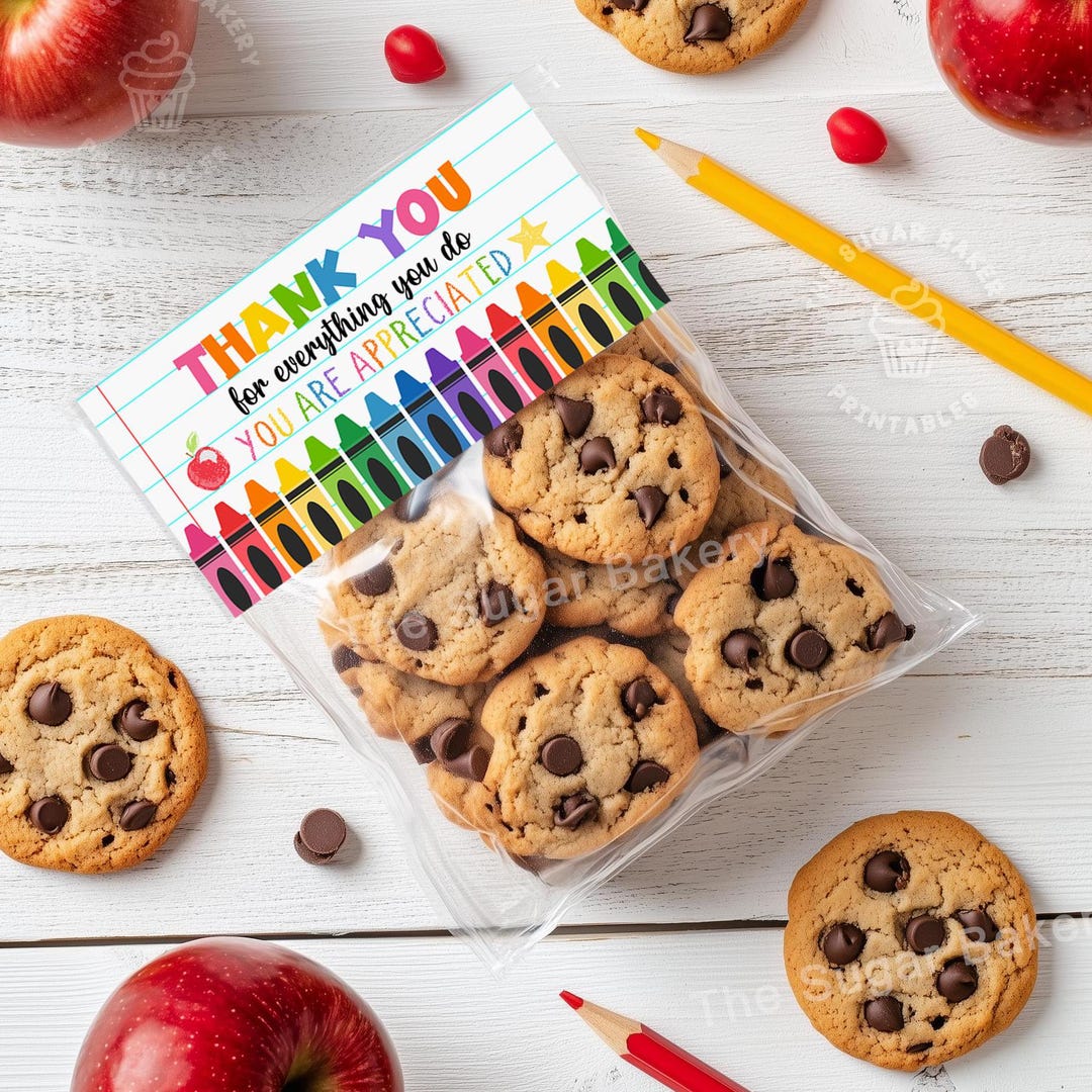 Teacher THANK YOU Treat Bag Topper 4", 5" & 6.5" Teacher Appreciation ...