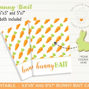 Bunny Bait Easter COOKIE CARD, 3.5x5 and 5x7 Easter Printable Cookie ...
