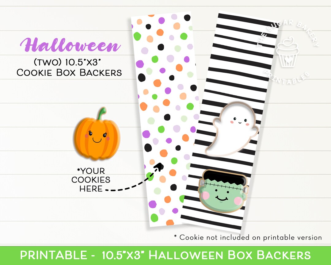 Printable Halloween Cookie Box Backers, Polka Dot & Stripes 10.5"x3 ...