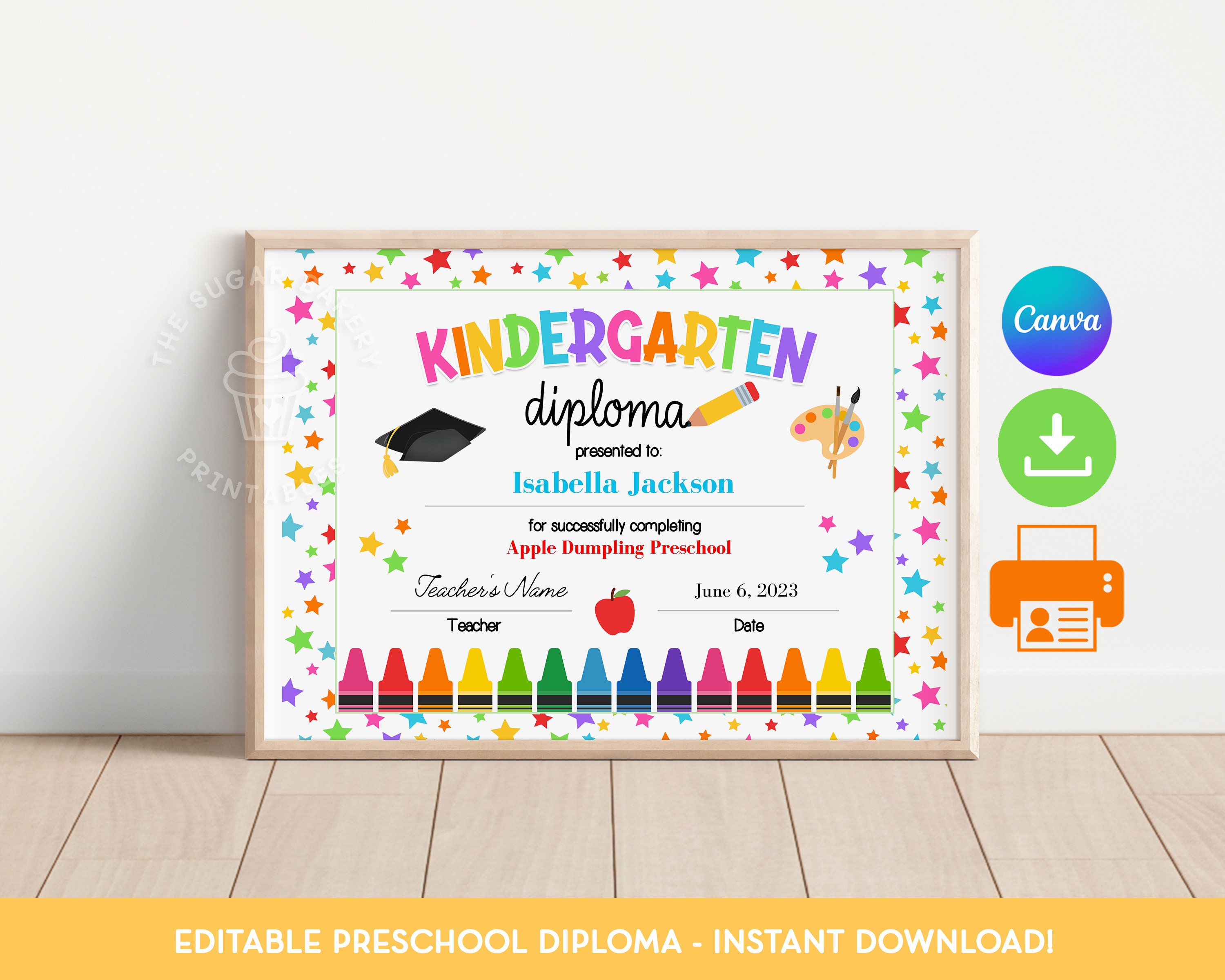 Editable Kindergarten Diploma, Kindergarten Graduation Diploma ...