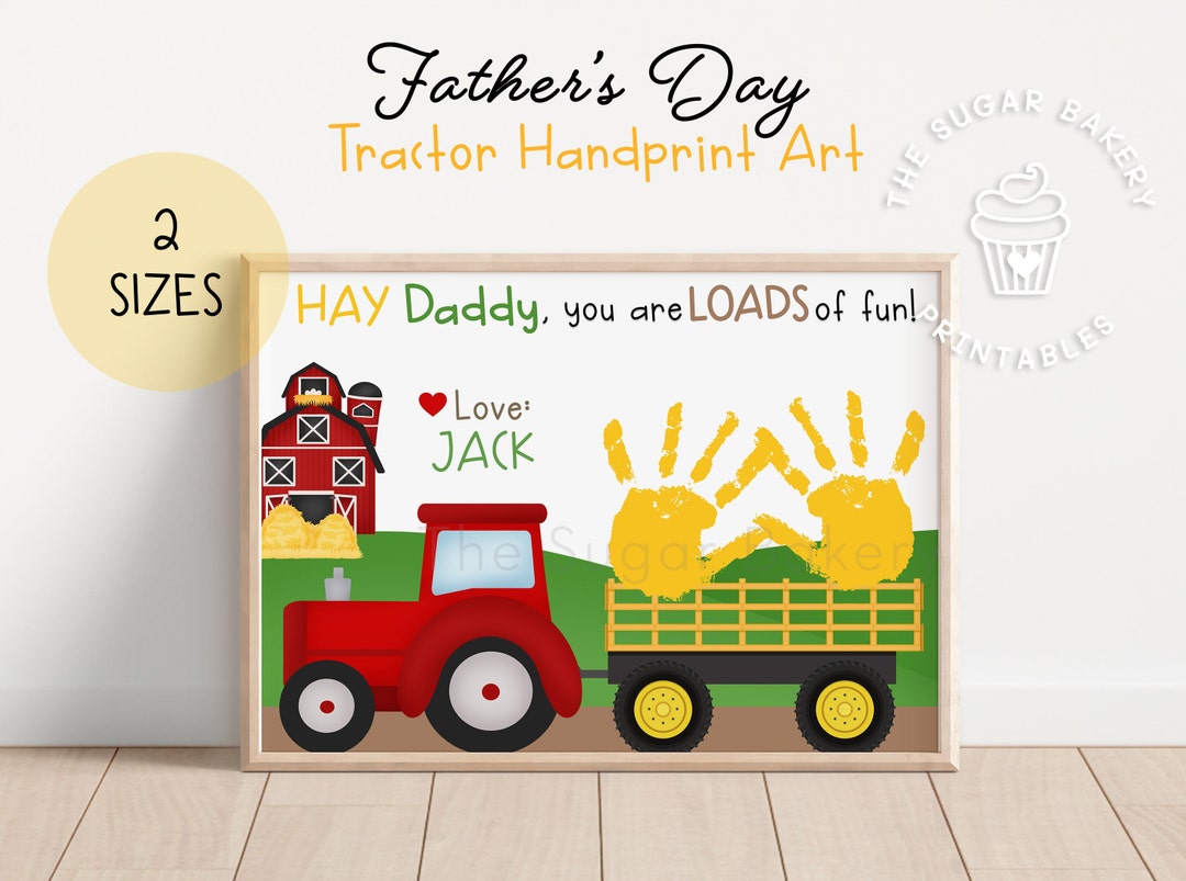 Handprint Art Craft for Father's Day, Tractor Farm Printable Father's ...