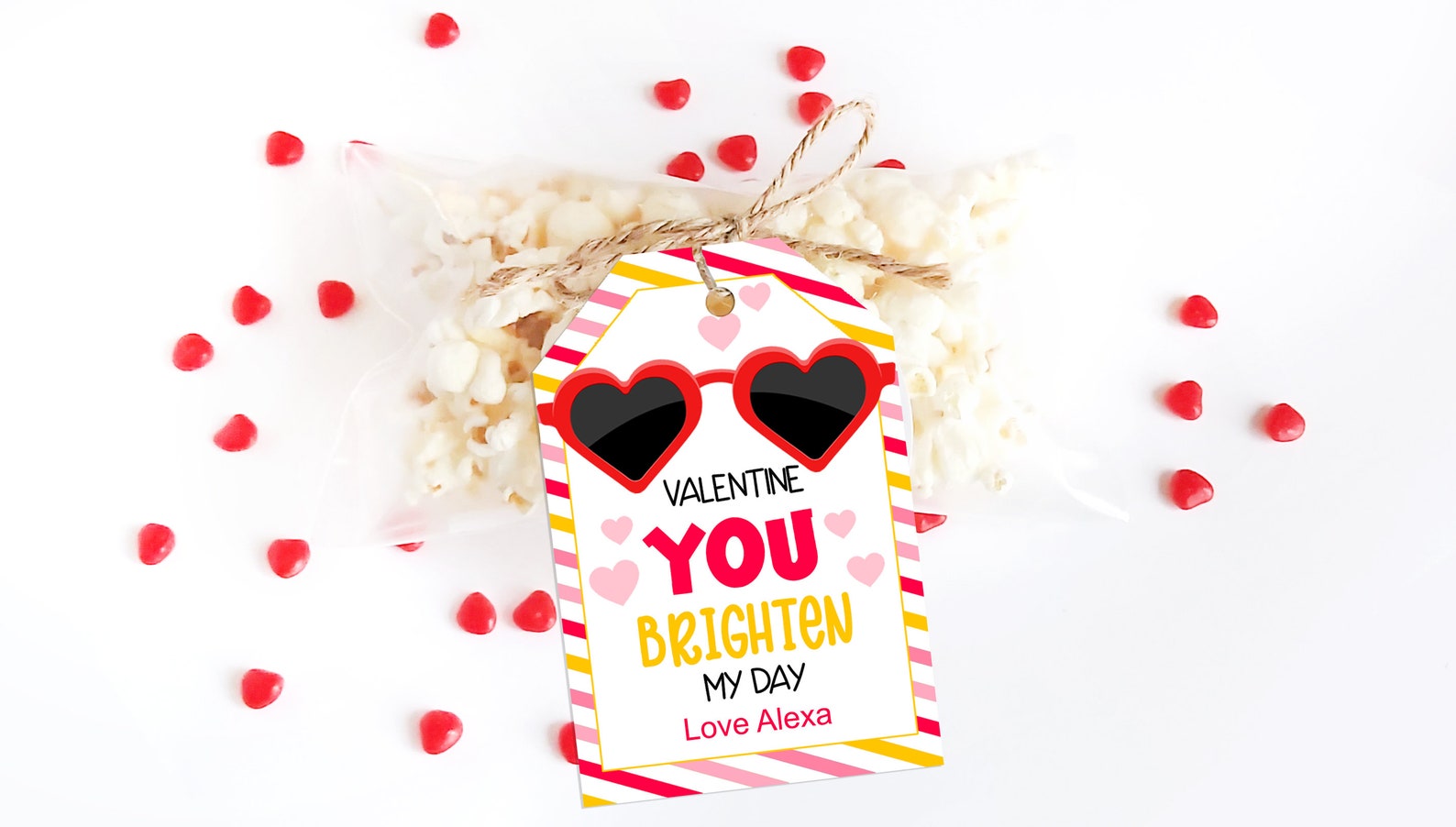 Printable HEART Sunglasses Valentine TAGS, You Brighten My Day ...