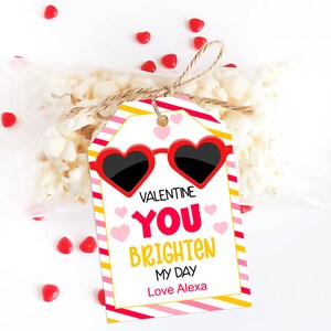 Printable HEART Sunglasses Valentine TAGS, You Brighten My Day ...