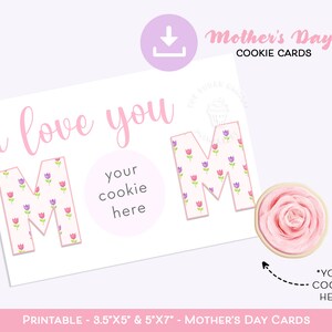 Mother's Day COOKIE CARD, Printable Mother's Day Floral Cookie Card ...