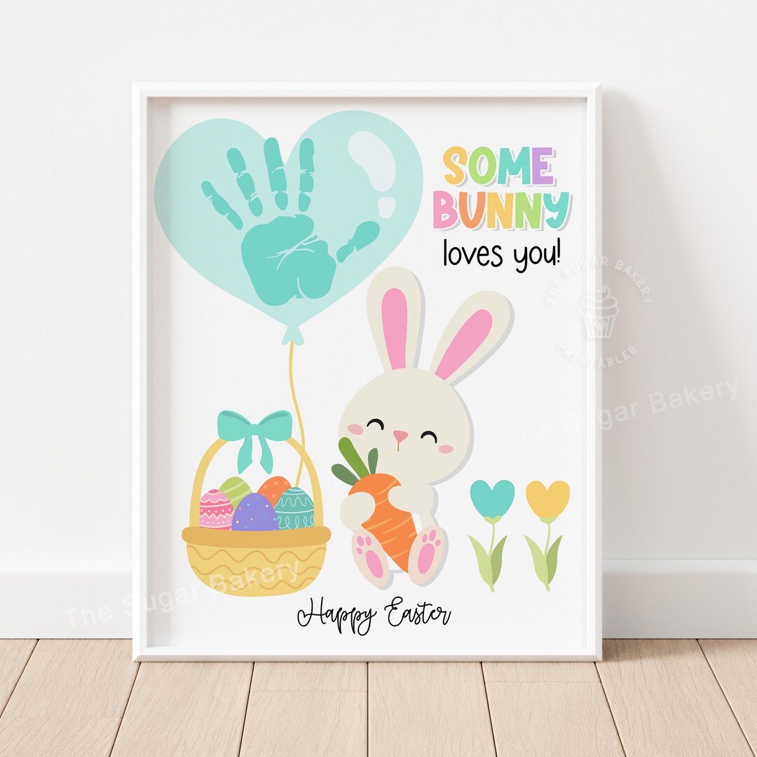 Easter HANDPRINT ART, Printable Easter Bunny Handprint Craft, Cute ...