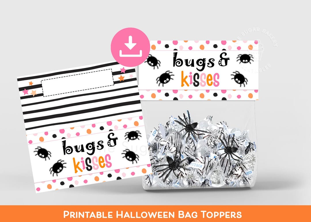 Bugs & Kisses Halloween TREAT Bag TOPPER, Halloween Treat Bag Topper ...