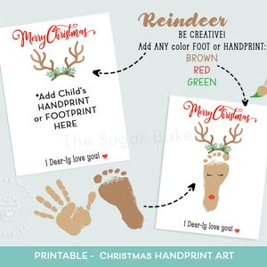 Christmas Reindeer Footprint Art Printable Footprint Handprint Craft ...