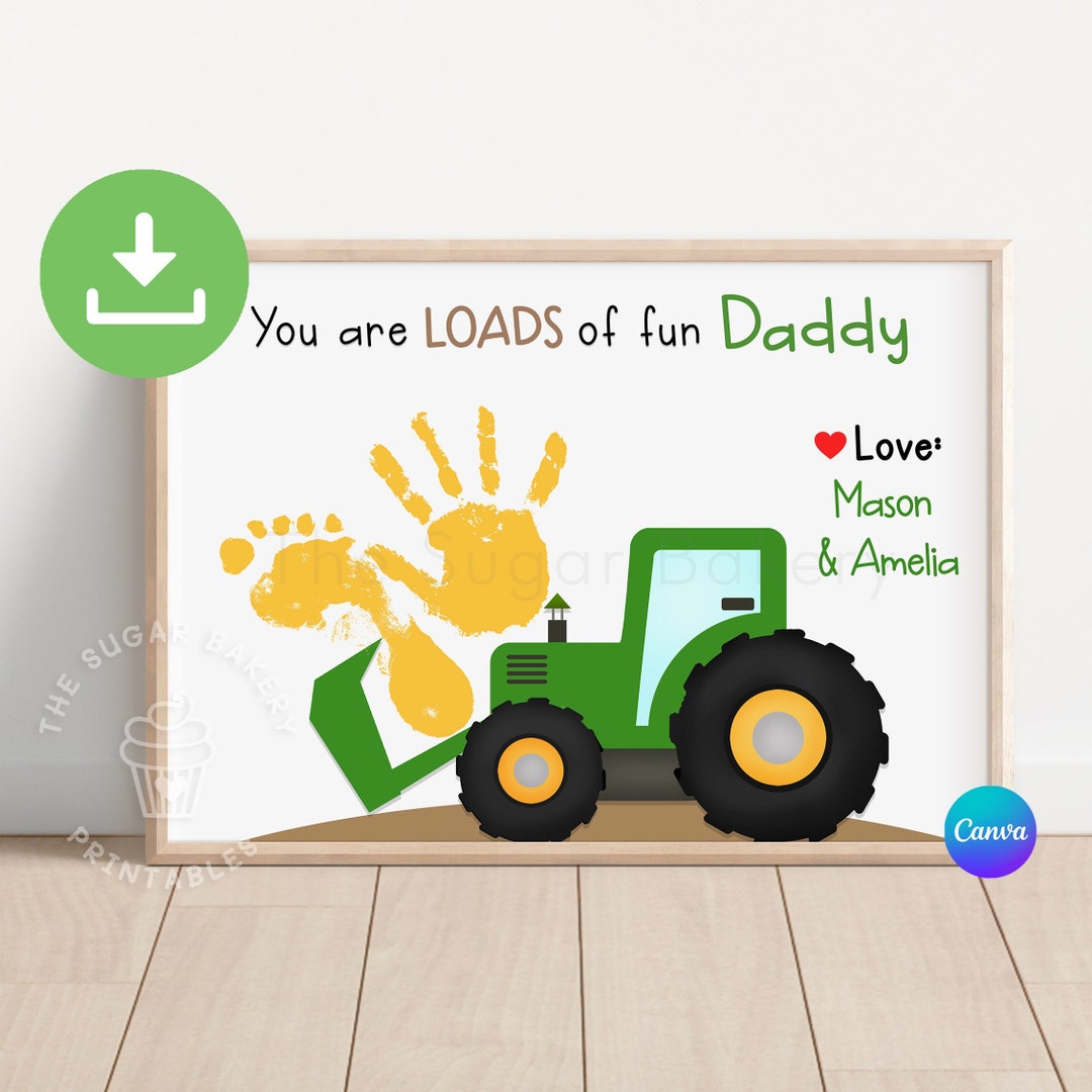 EDITABLE Handprint Art, Green Tractor Father's Day Handprint Craft for ...