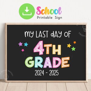 Last Day of School Sign 4th Grade Digital Printable, Last Day of 4th ...