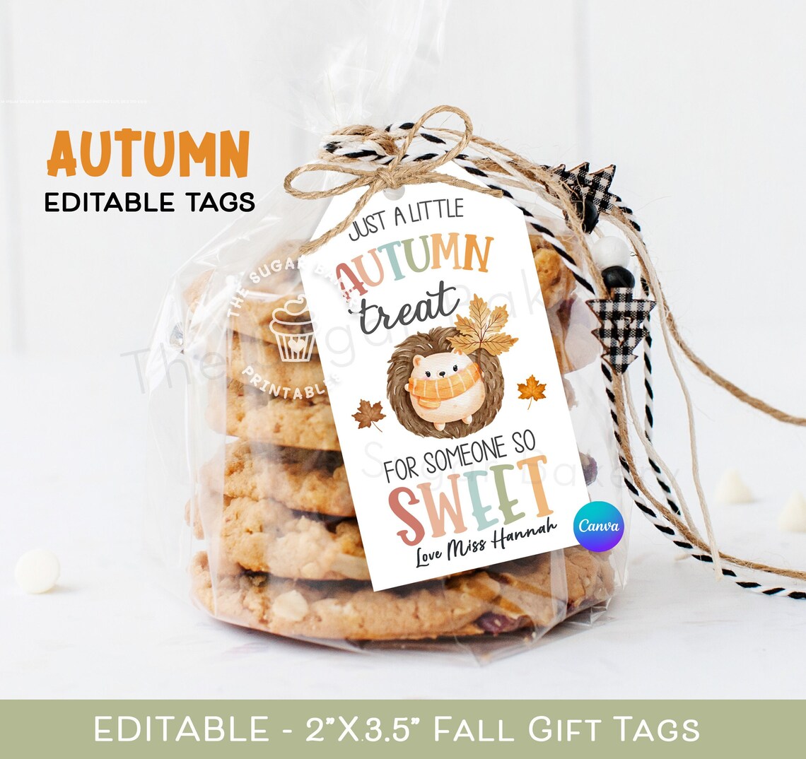 Printable Autumn Gift Tag Hedgehog Treat for Someone Sweet HEDGEHOG ...