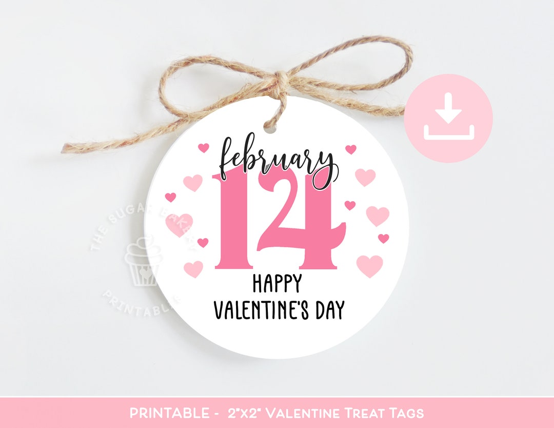 Printable Valentines Day Tags, Valentine Feb 14th Tags, Valentine's Day ...
