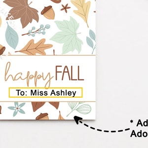 Happy FALL Printable Gift Tags Autumn Leaves Treat Tags for Teacher ...