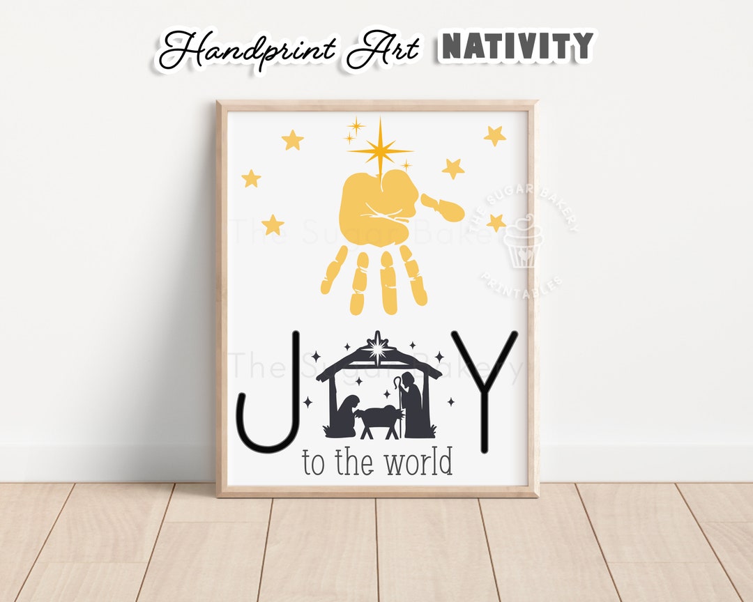 Christmas NATIVITY Handprint Art, Joy to the World, Sunday School Craft ...