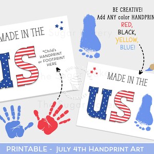 4th of July Handprint Craft Art, Made in the USA, Printable ...