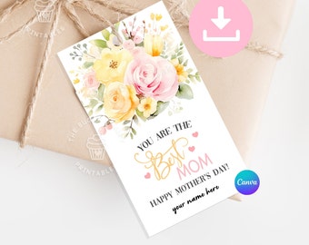 Happy Mother's Day Tag, Floral Mother's Day Tags, Printable Mothers Day ...