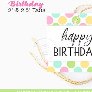 Happy Birthday TAGS, Birthday Tags Printable, Rainbow Birthday Cookie ...