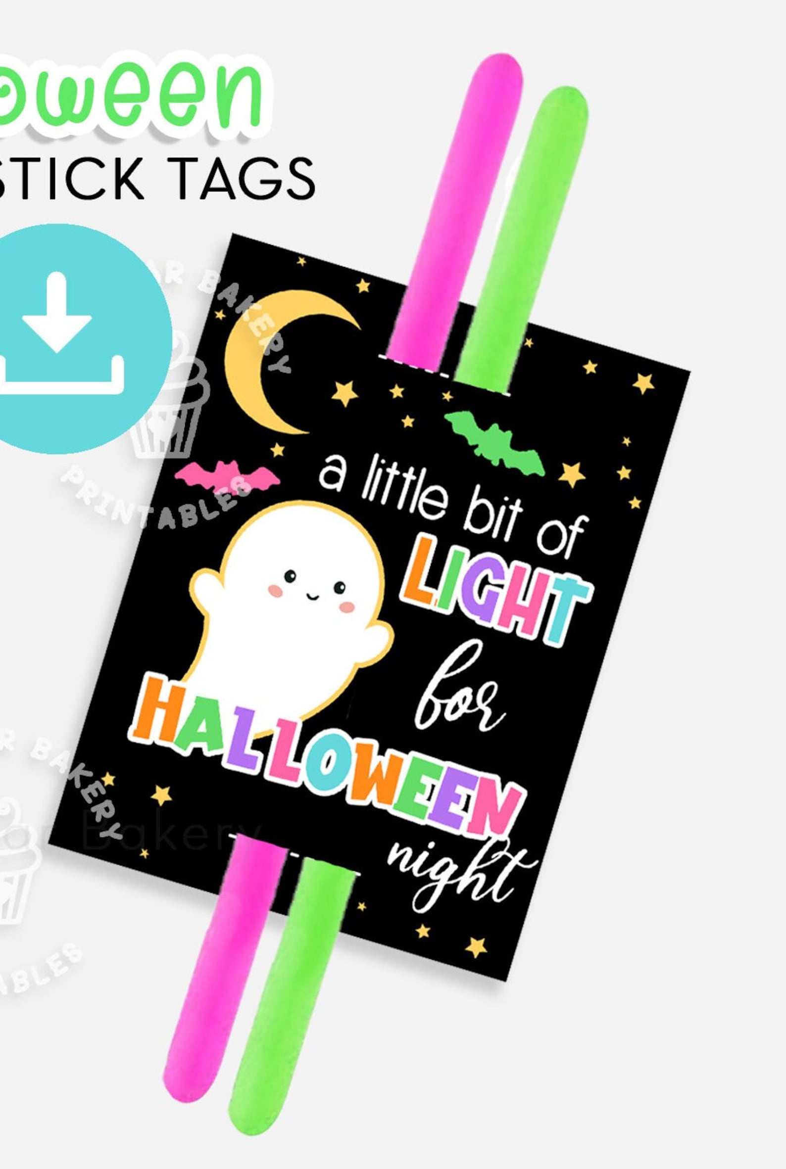 Halloween Glow Stick Tags, A Little Light for Halloween Night ...