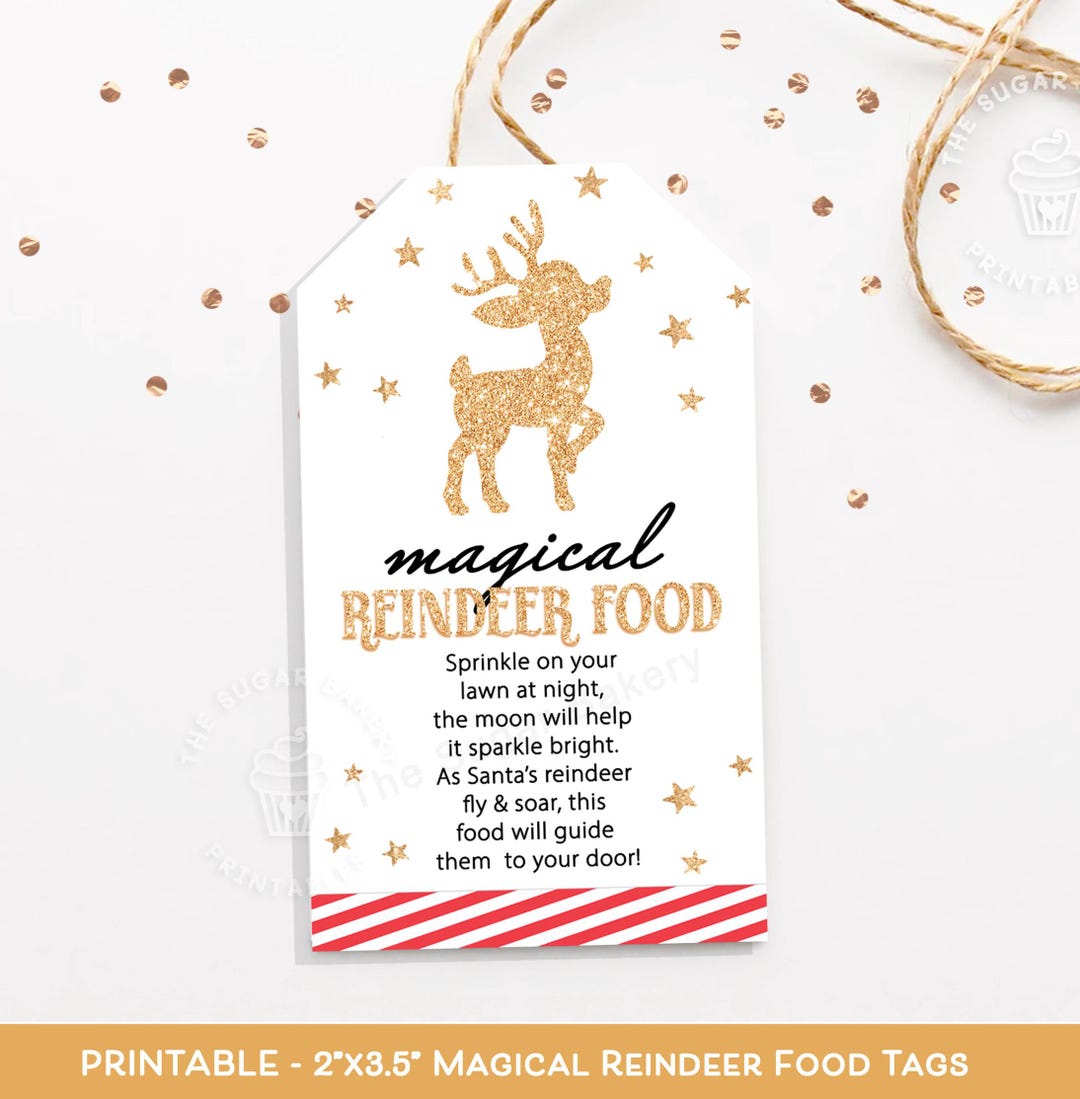 Reindeer Food Tags, Magical Reindeer Food Christmas Eve Tag, Reindeer ...