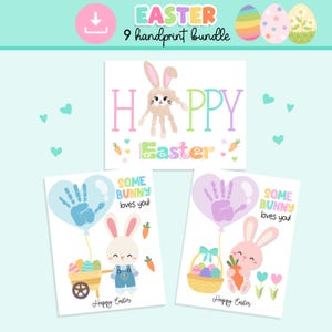 Easter Handprint Art Craft Bundle, 9 Cute Designs for Kids, DIY Easter ...