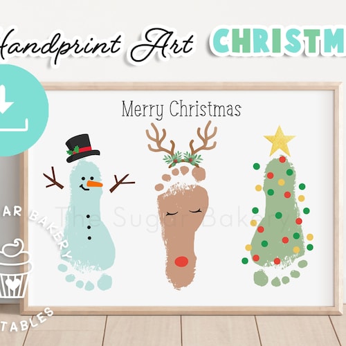 Reindeer Christmas Poem Handprint Footprint / Xmas Art Craft - Etsy
