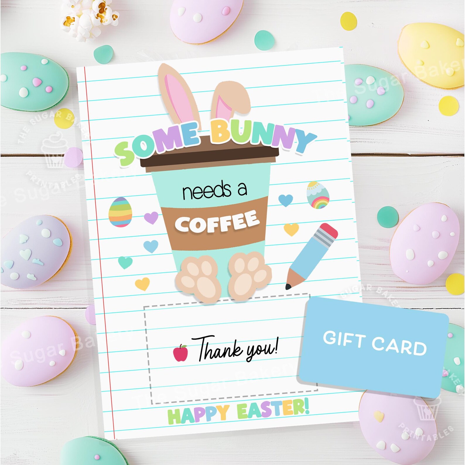 Printable Easter Teacher Gift Card Holder, Somebunny Needs a COFFEE ...