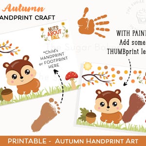 Fall Handprint Craft, SQUIRREL Autumn Fall Handprint Craft for Kids ...
