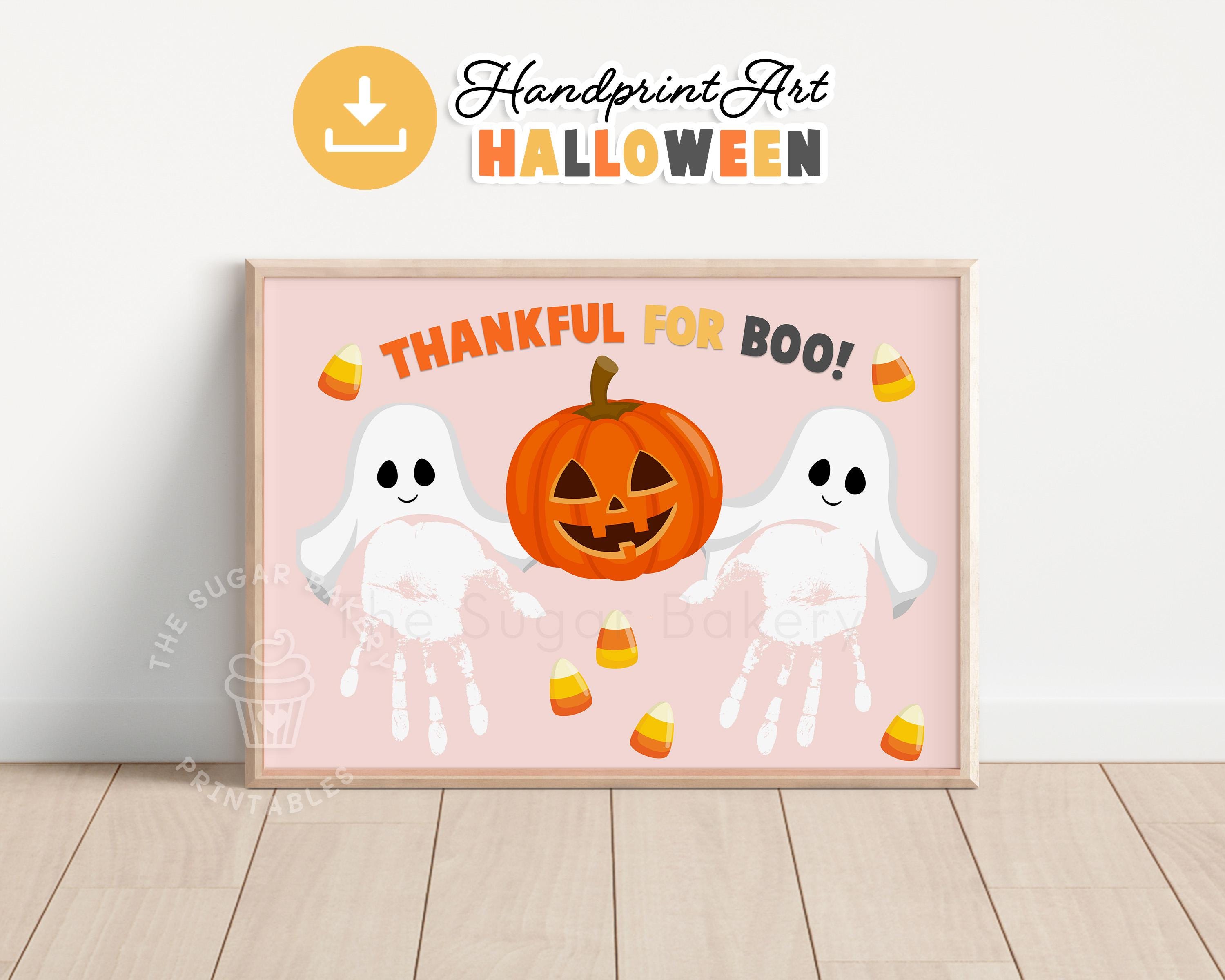 Happy Halloween Handprint Art Craft Ghost Pumpkin Jack O'lantern ...