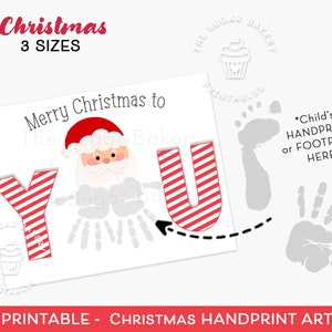 Merry Christmas to YOU SANTA Handprint Art, Preschool Handprint Craft ...