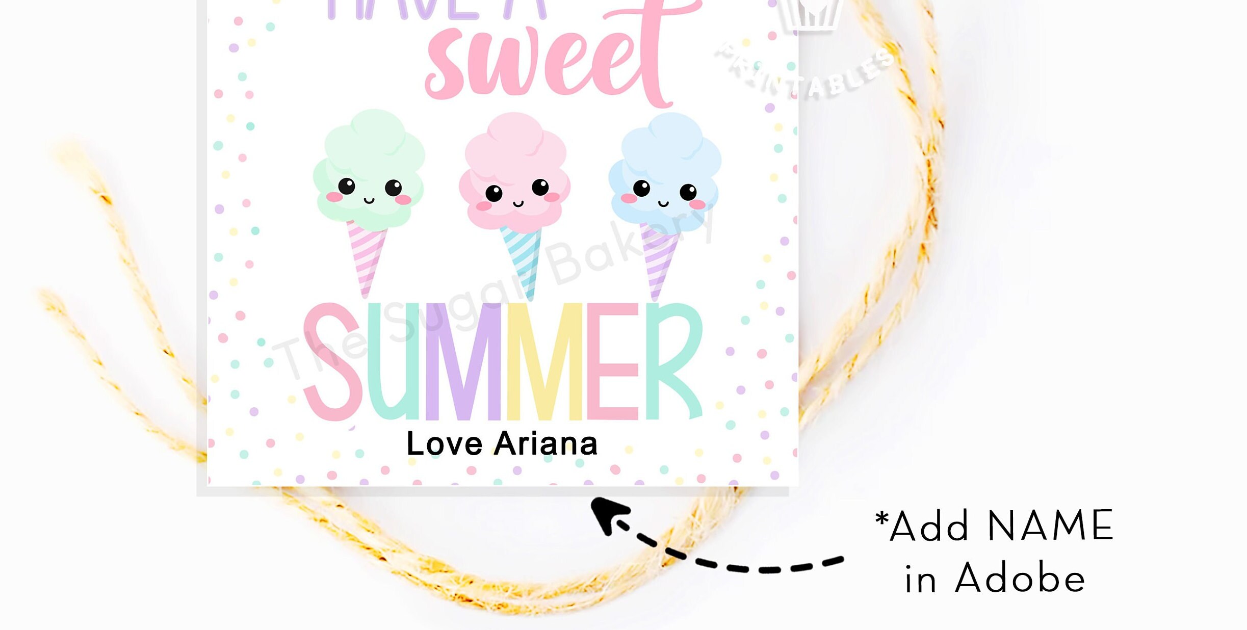 Have a SWEET SUMMER Tag, Cotton Candy Sweet Treat Tags, End of School ...