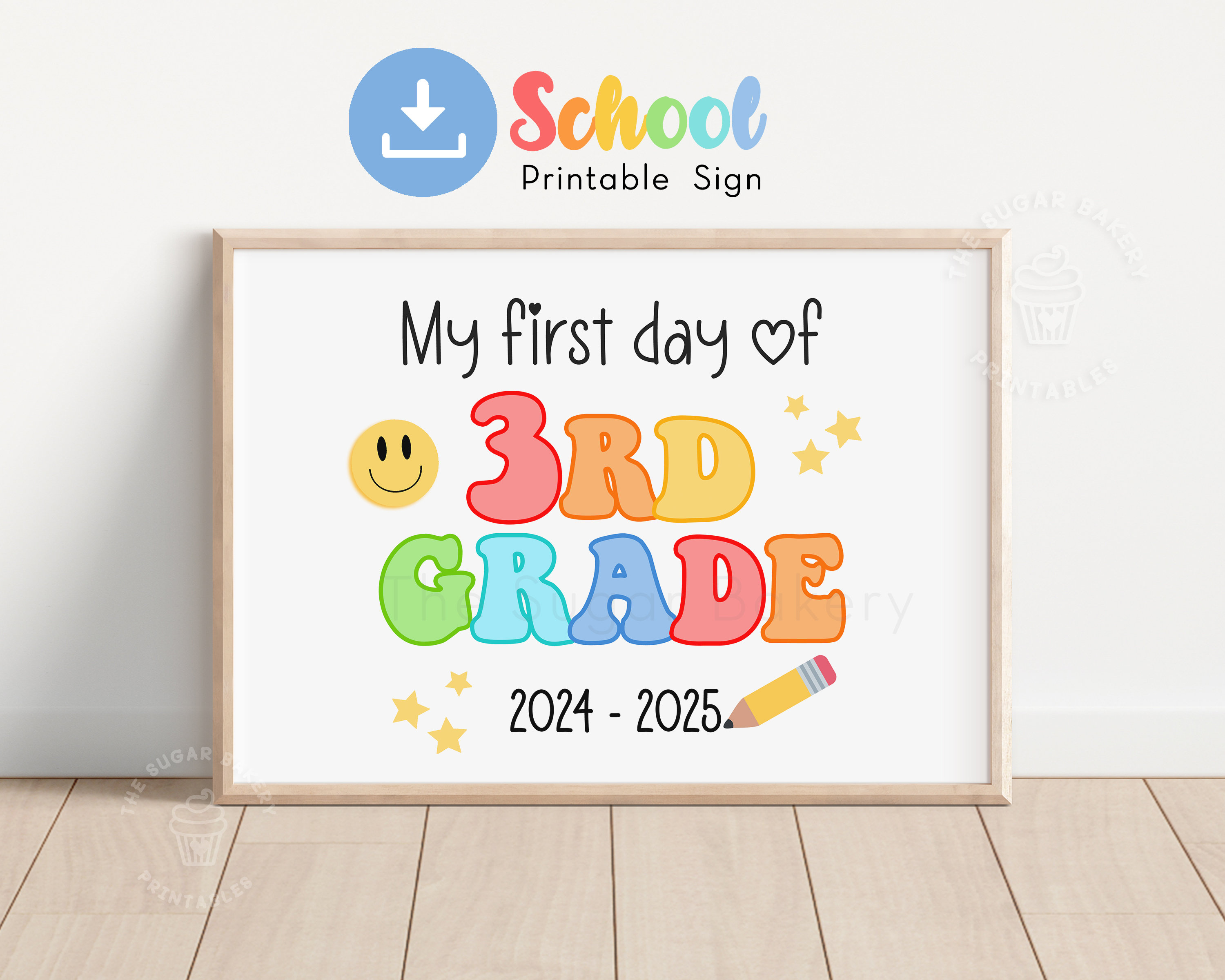 First Day of 3rd GRADE Sign Printable RETRO 3rd Grade Sign Back to ...
