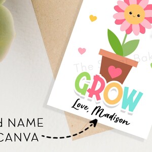 Teacher Appreciation Gift Tag, Thank You for Helping Me GROW, Editable ...