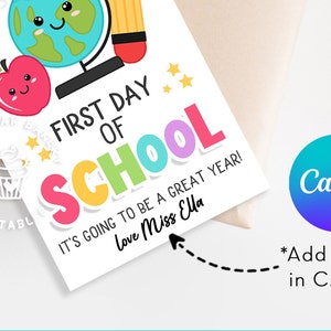 Happy 1st Day of School Tag, Back to School Gift Tag Printable, First ...