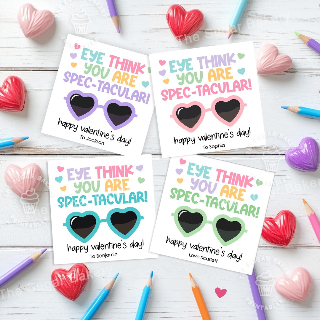 Printable HEART Sunglasses Valentine TAGS, You Brighten My Day ...