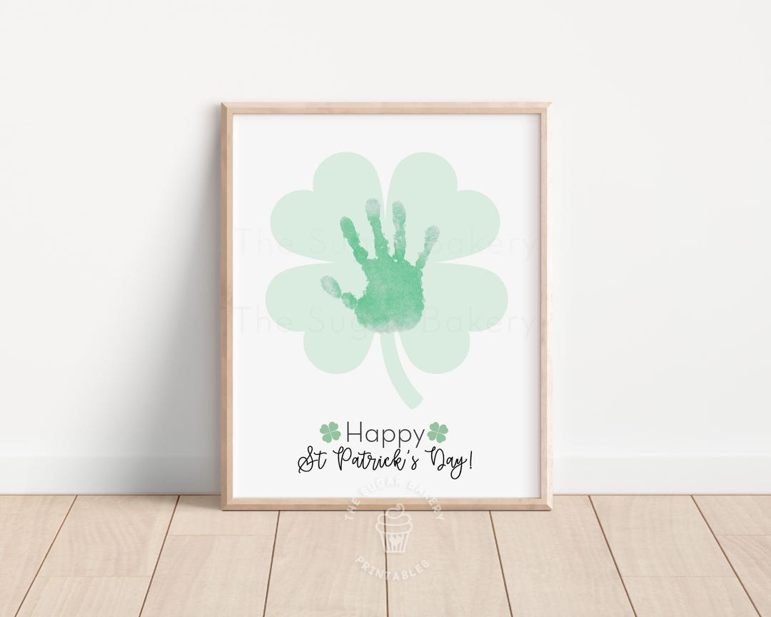 St Patricks Day Handprint Art for Kids Printable Shamrock Craft ...
