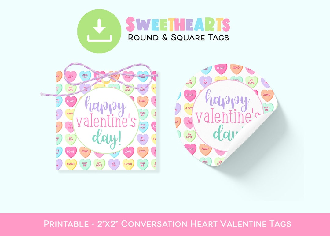 Valentine Treat Tag Printable, Conversation Hearts Tag, Sweet Treat Tag ...