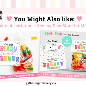 BEARY Sweet Gummy Bear Valentine Tag, Gummy Bear Valentine, Valentine's ...