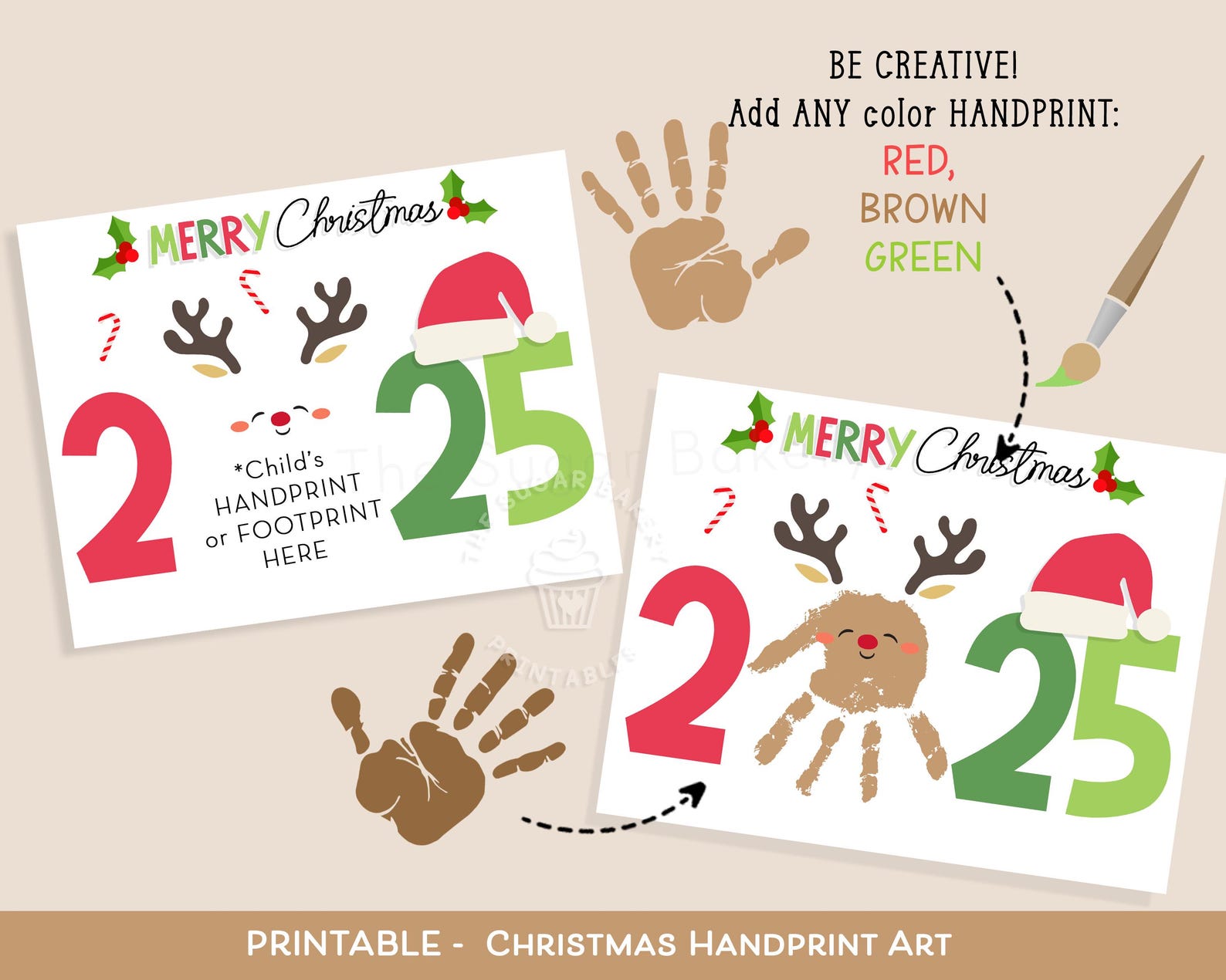 Christmas 2025 Handprint Reindeer Craft, Kids DIY Christmas Keepsake ...