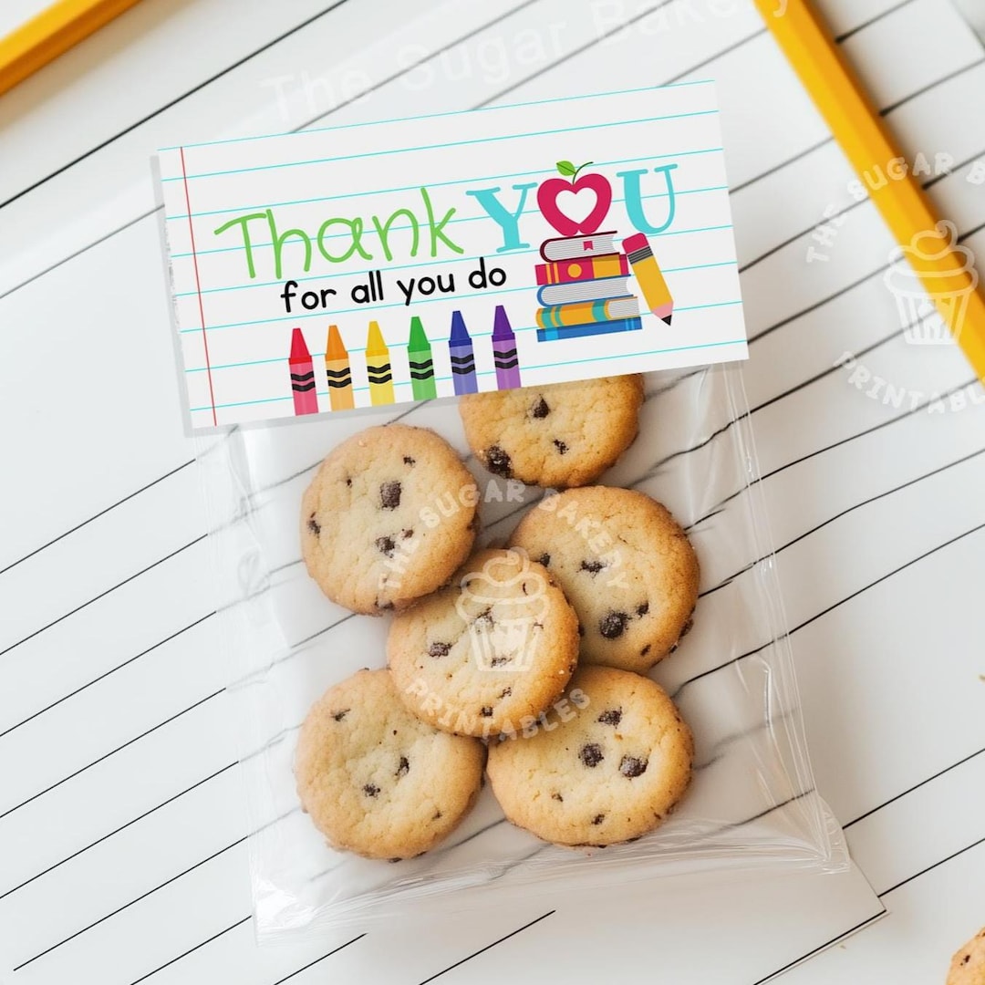 Teacher THANK YOU Treat Bag Topper Printable Teacher Appreciation Gift ...