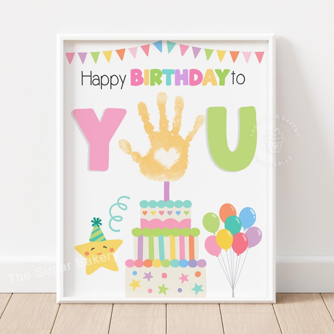 Birthday Handprint Craft Printable DIY Happy Birthday Party Activity ...