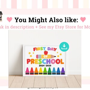 First Day of School Sign KINDERGARTEN, 1st Day of Kindergarten ...