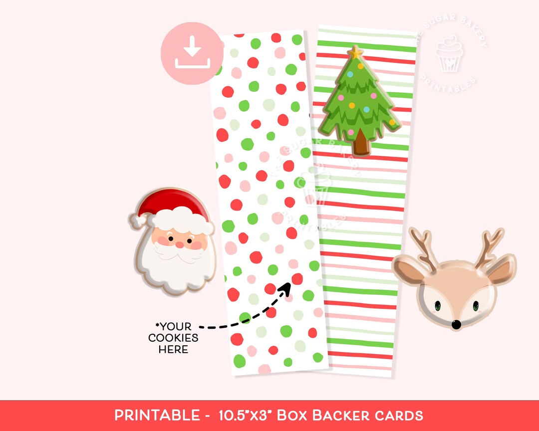 Printable Christmas Cookie Box Backers, Polka Dot & Stripes 10.5"x3 ...