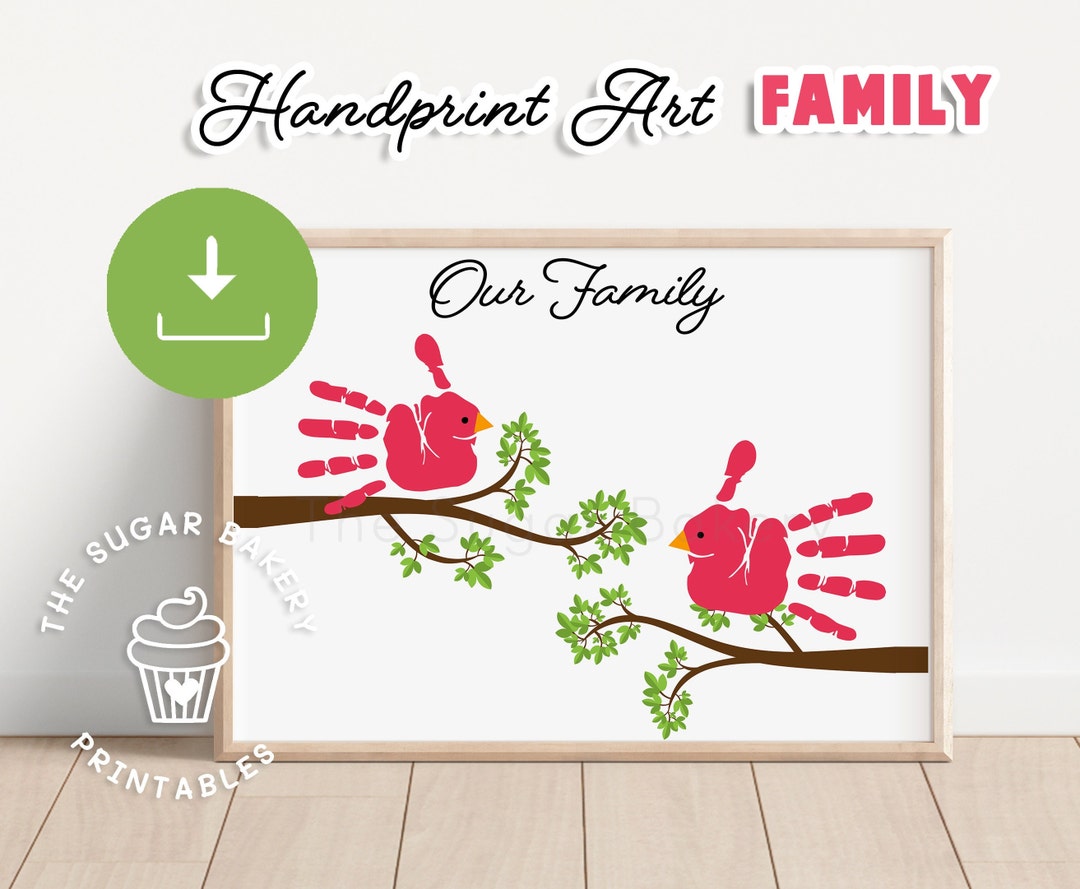 Family Handprint Art, CARDINAL Family Tree Handprint, Handprint Family ...