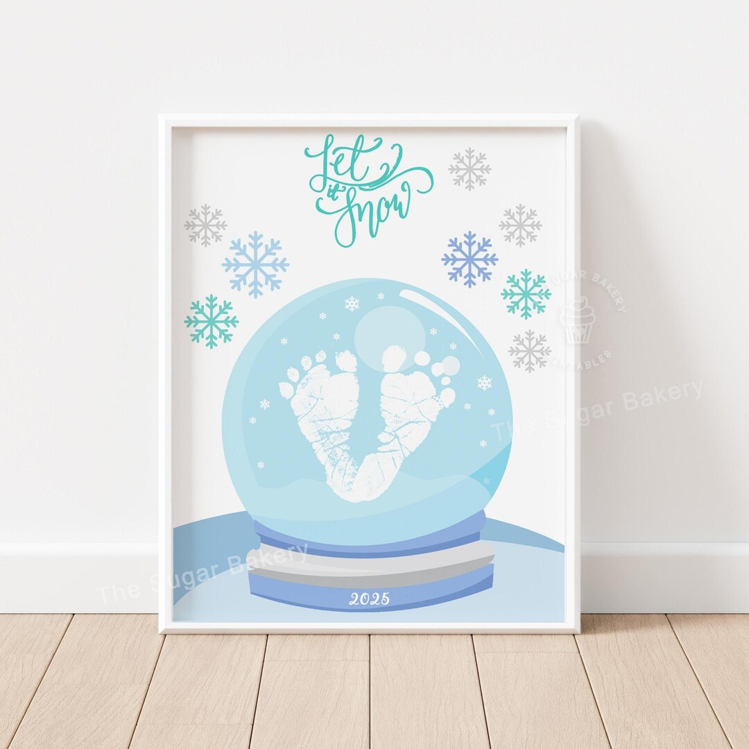 Christmas Snowglobe Handprint Footprint Craft Printable Keepsake Gift ...
