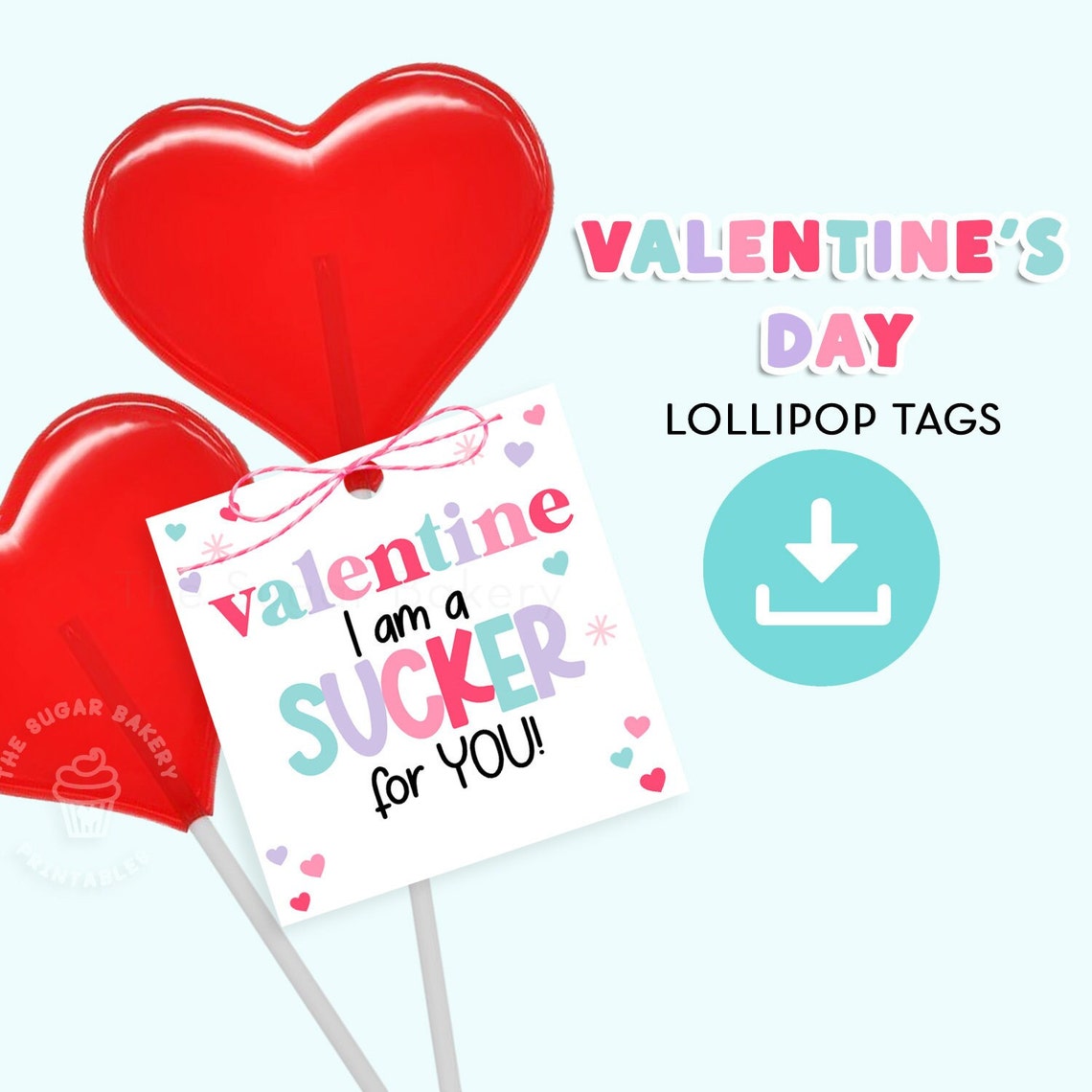 Printable Valentine Lollipop Tag, Sucker Candy Tag for Kids, Classroom ...